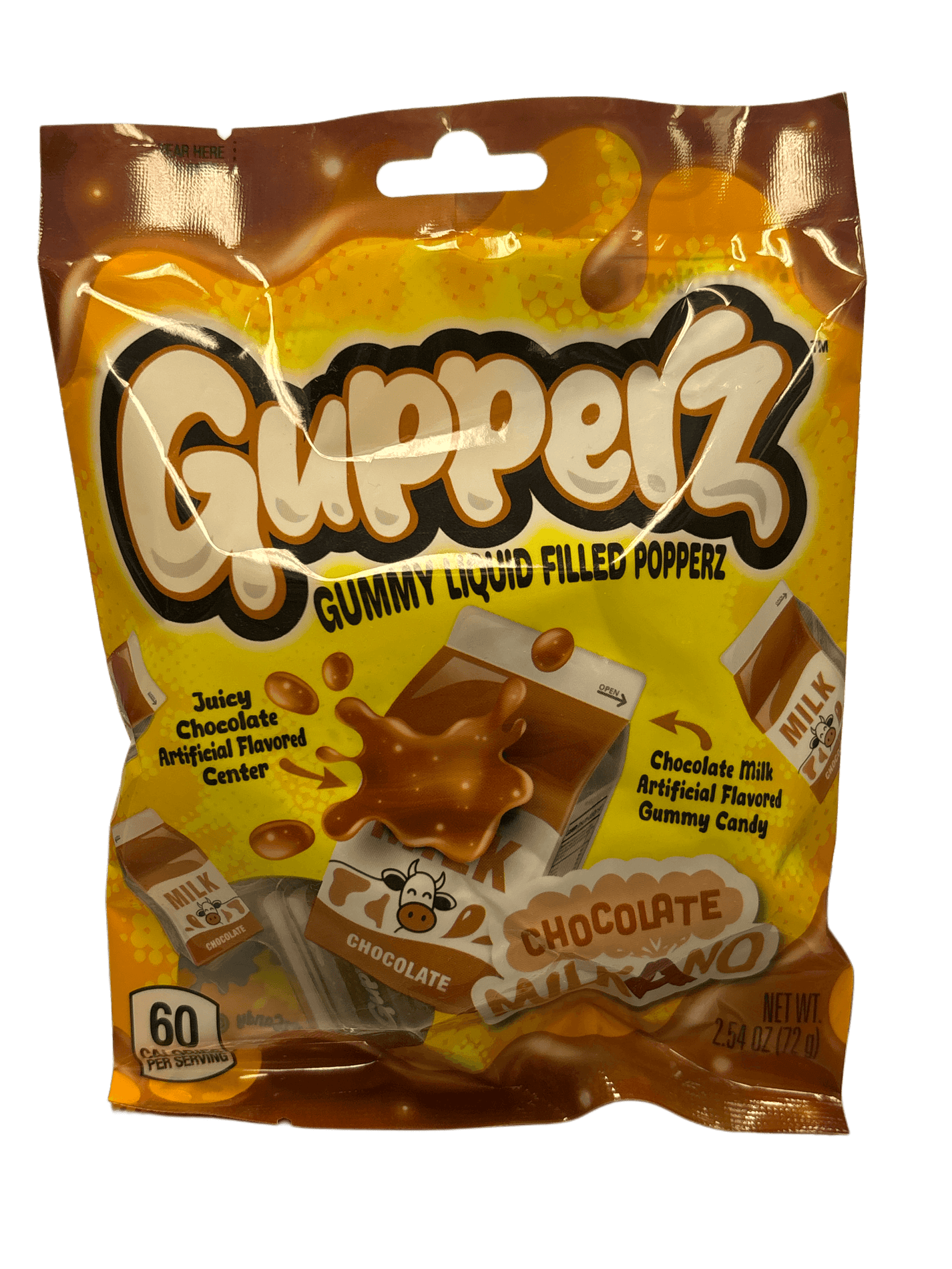 Gupperz Gummy Liquid Filled Popperz Chocolate Milkano 2.72OZ