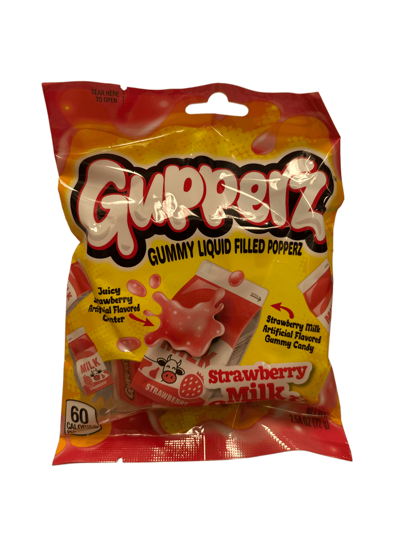 Gupperz Gummy Liquid Filled Popperz Strawberry Milk 2.54OZ