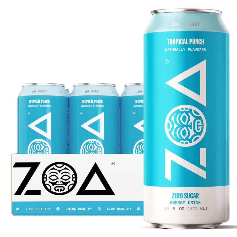 Dwayne "The Rock" Johnson ZOA Energy Drink Blue Can Tropical Punch